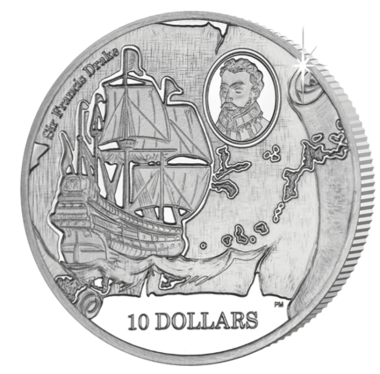 475th Anniversary of the birth of Sir Francis Drake 10 Dollar coin