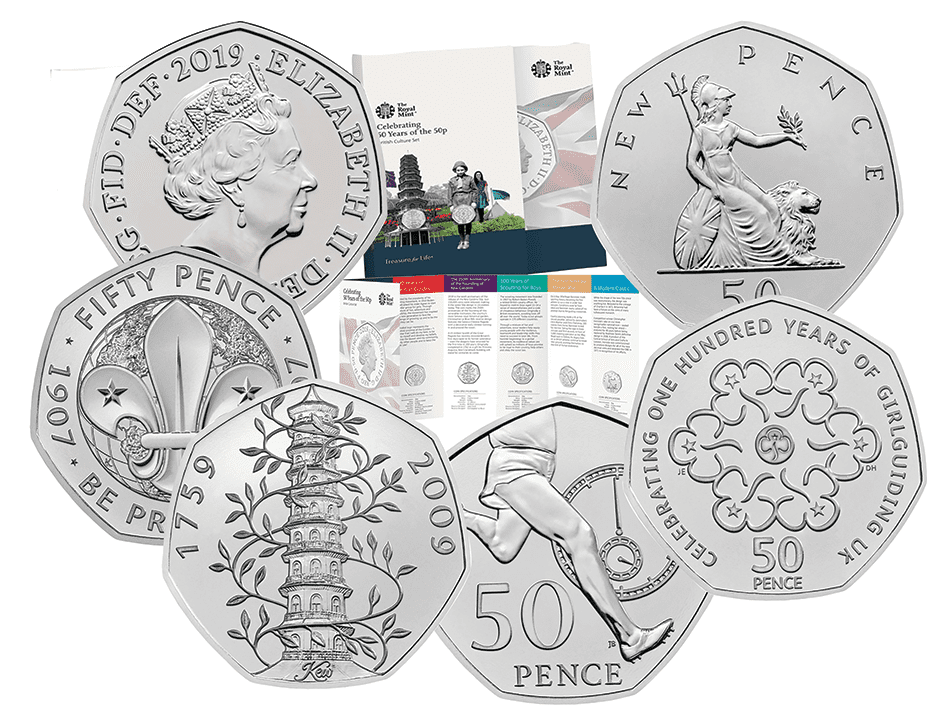 50 Years of the 50p Brilliant Uncirculated Coin Set 2019