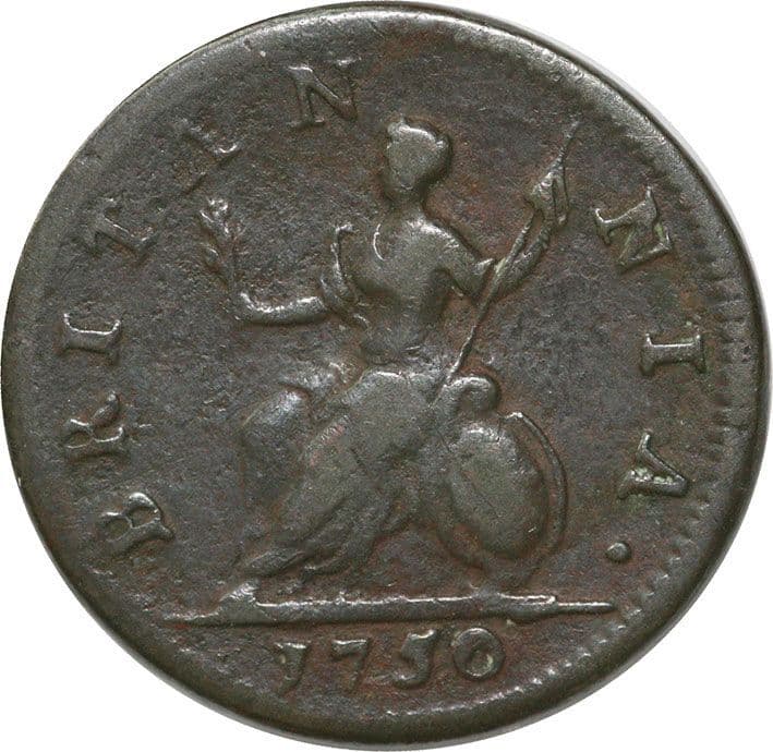 George II Old Head Copper Farthing 1741-54
