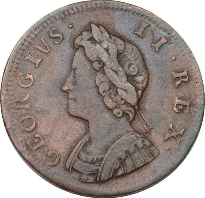 George II Young Head Copper Farthing 1730-39