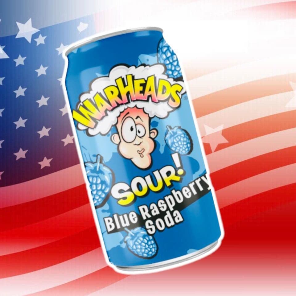 Warheads Sour Blue Raspberry 300ml Soda American