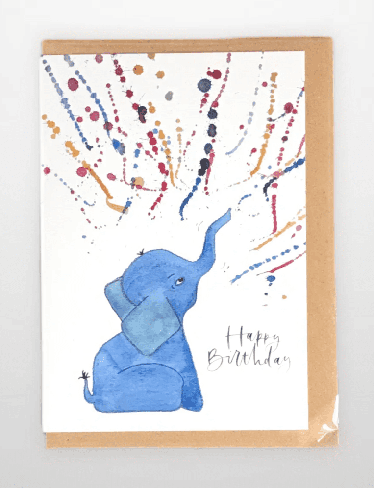 Blue Elephant - Happy Birthday