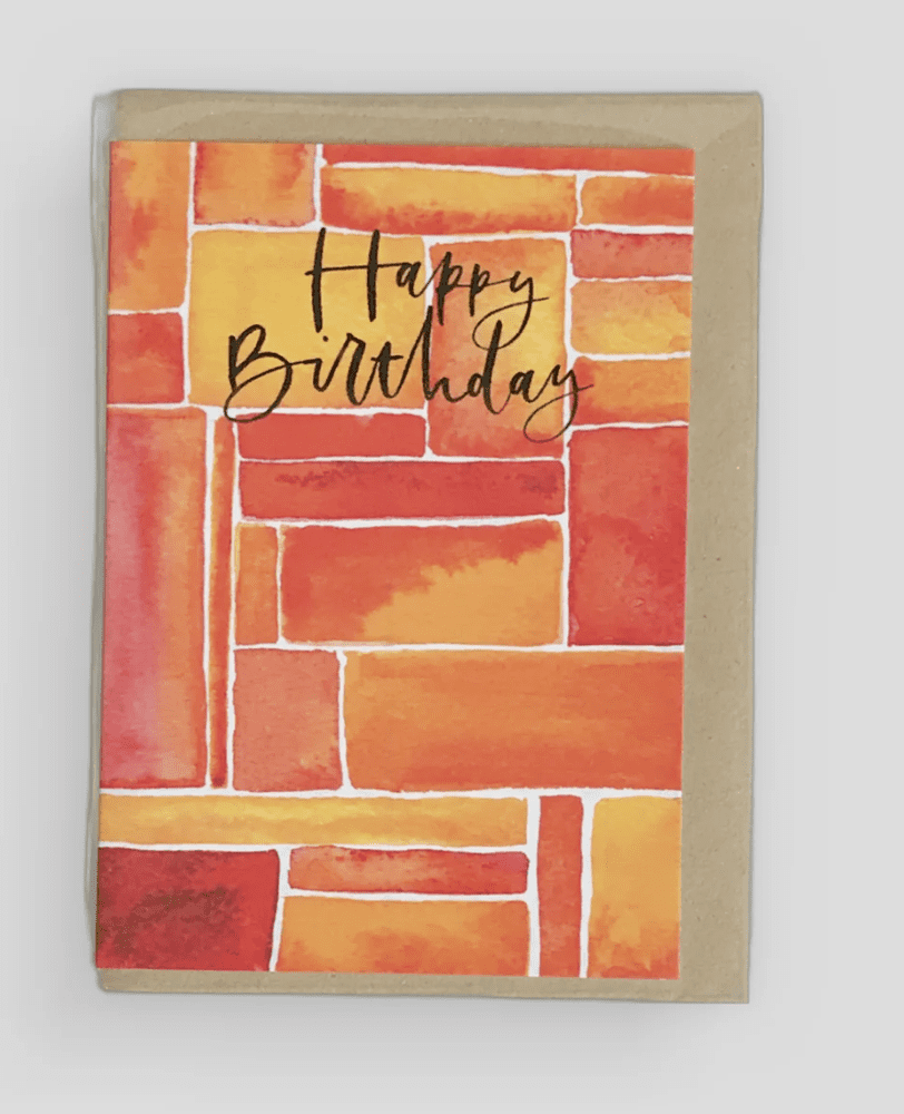 Multi Red/Orange Tiles - Happy Birthday