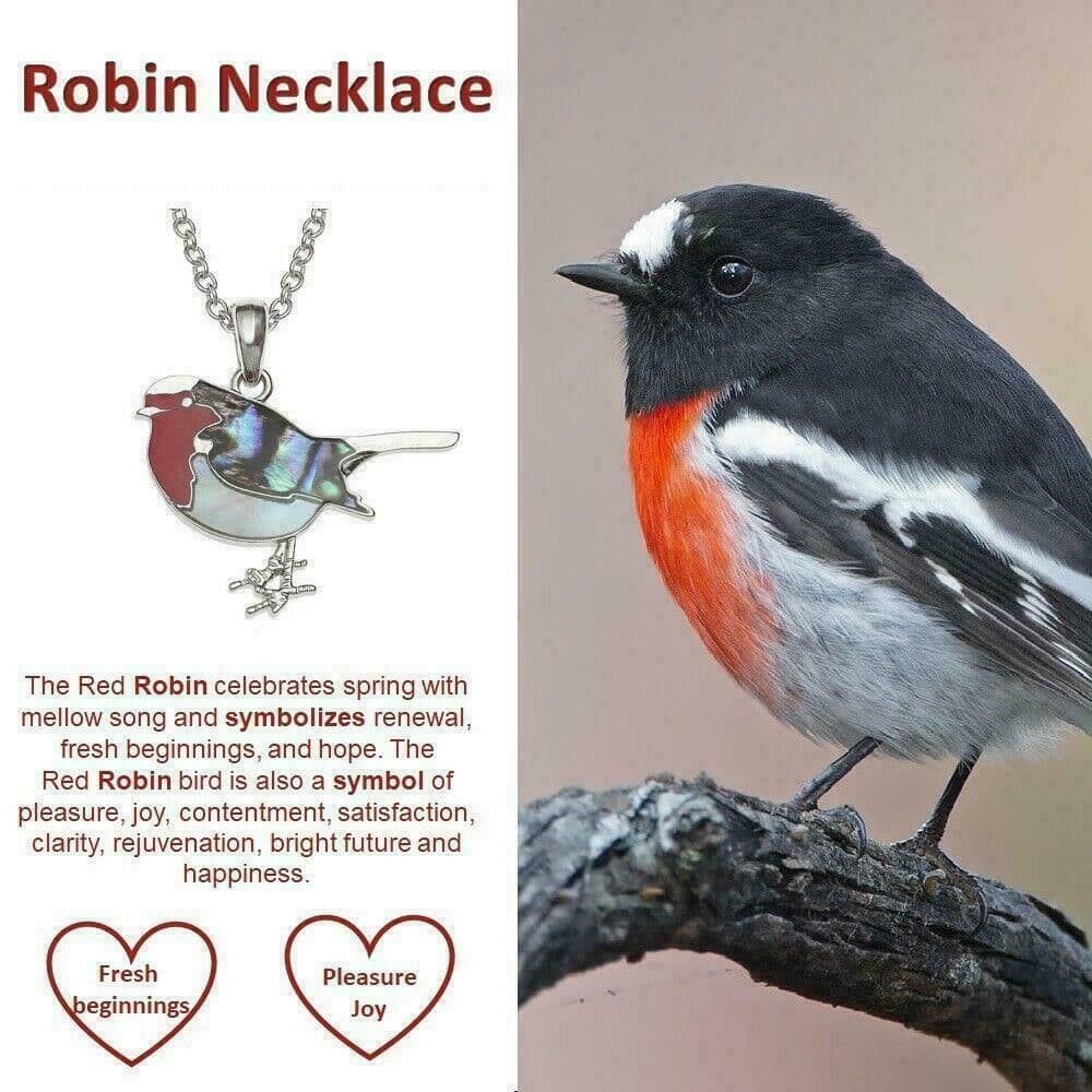 Robin Bird Necklace - Abalone Shell