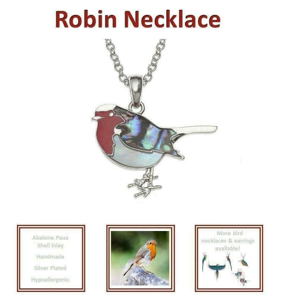 Robin Bird Necklace - Abalone Shell