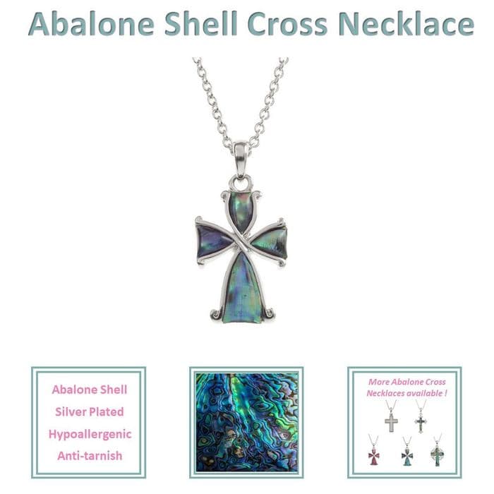 Stylised Cross Necklace - Abalone Shell