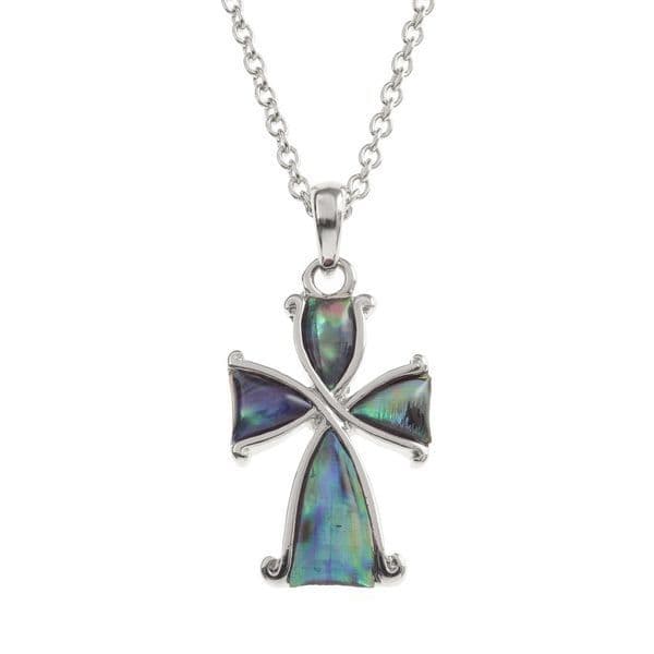 Stylised Cross Necklace - Abalone Shell