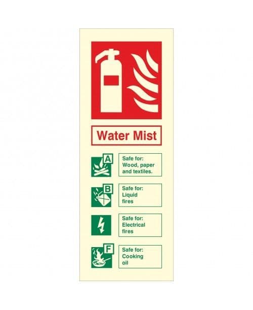 Water Mist Fire Extinguisher Identity Sign - Fire Extinguisher ...