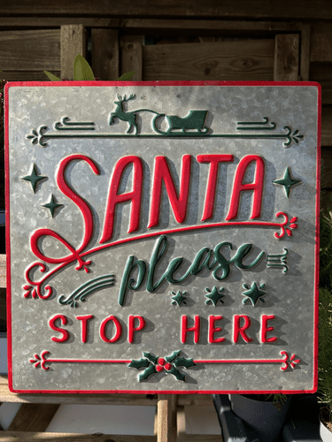 Metal Santa Sign