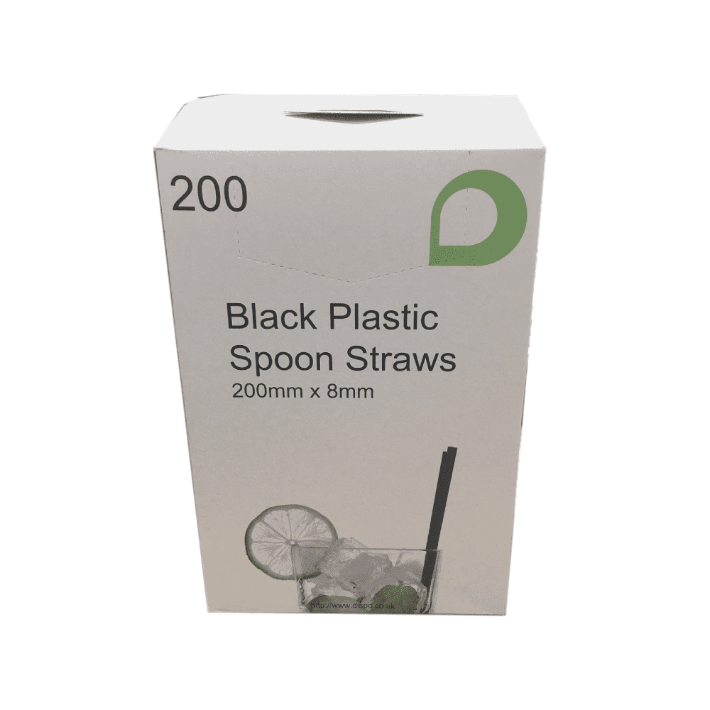 Black Plastic Spoon Straw 200/box