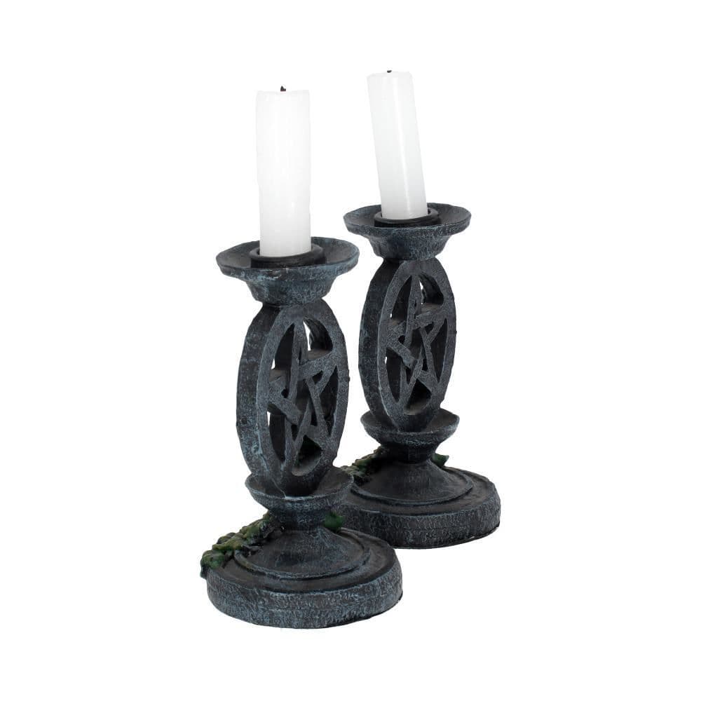Aged Ivy Pentagram Gothic Candlesticks | Magic Shops in Broadstairs ...