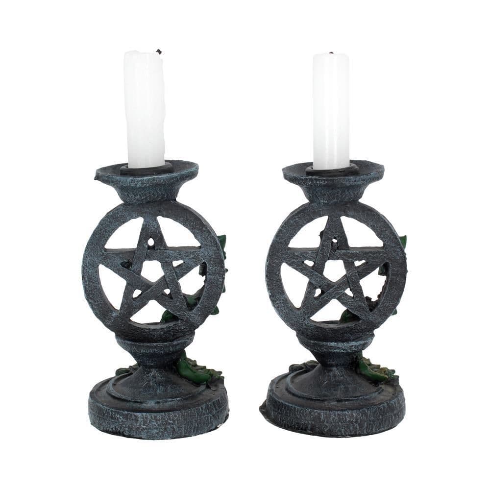 Aged Ivy Pentagram Gothic Candlesticks | Magic Shops in Broadstairs ...