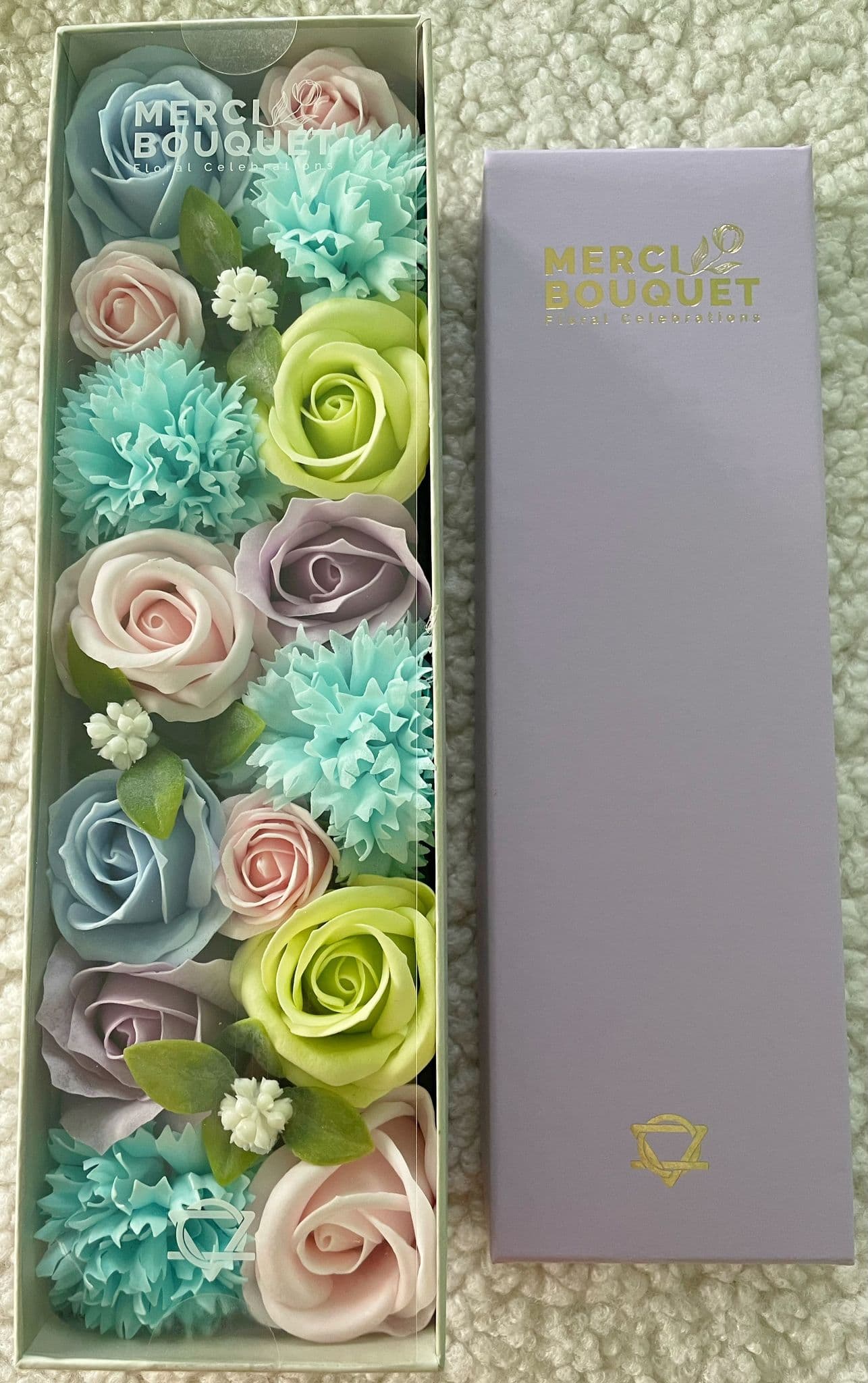 Blue Blessings Soap Flowers Long Gift Box | Soap Flower Shop Ashford ...