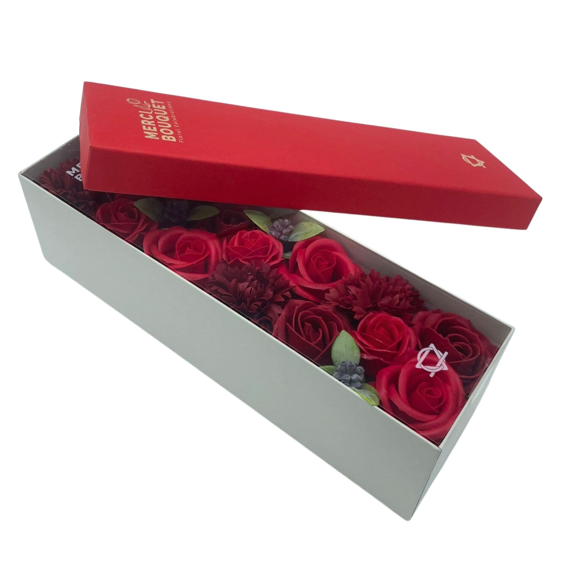 Classic Red Roses Soap Flowers Long Gift Box | Soap Flower Shop Margate ...