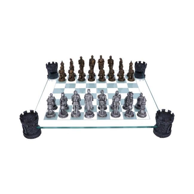 Medieval Knight Chess Set With Corner Towers
