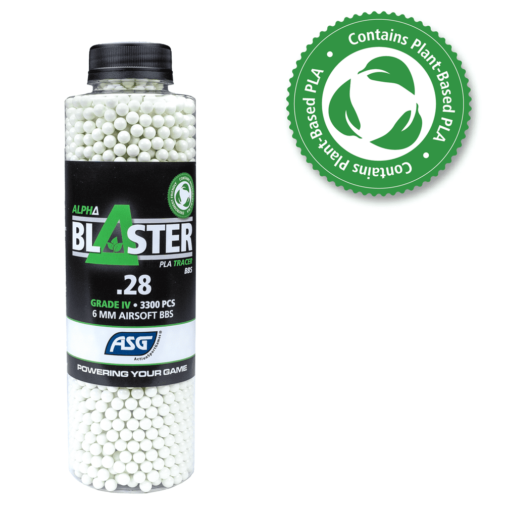 ASG Alpha Blaster PLA Green Tracer BBs 0 28g 3300 1 Bottle Airsoft Pellets 6mm
