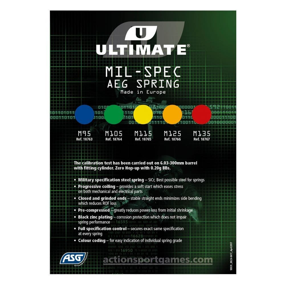 ASG Ultimate Mil-Spec AEG Gearbox Springs Zinc Plated Colour Coded