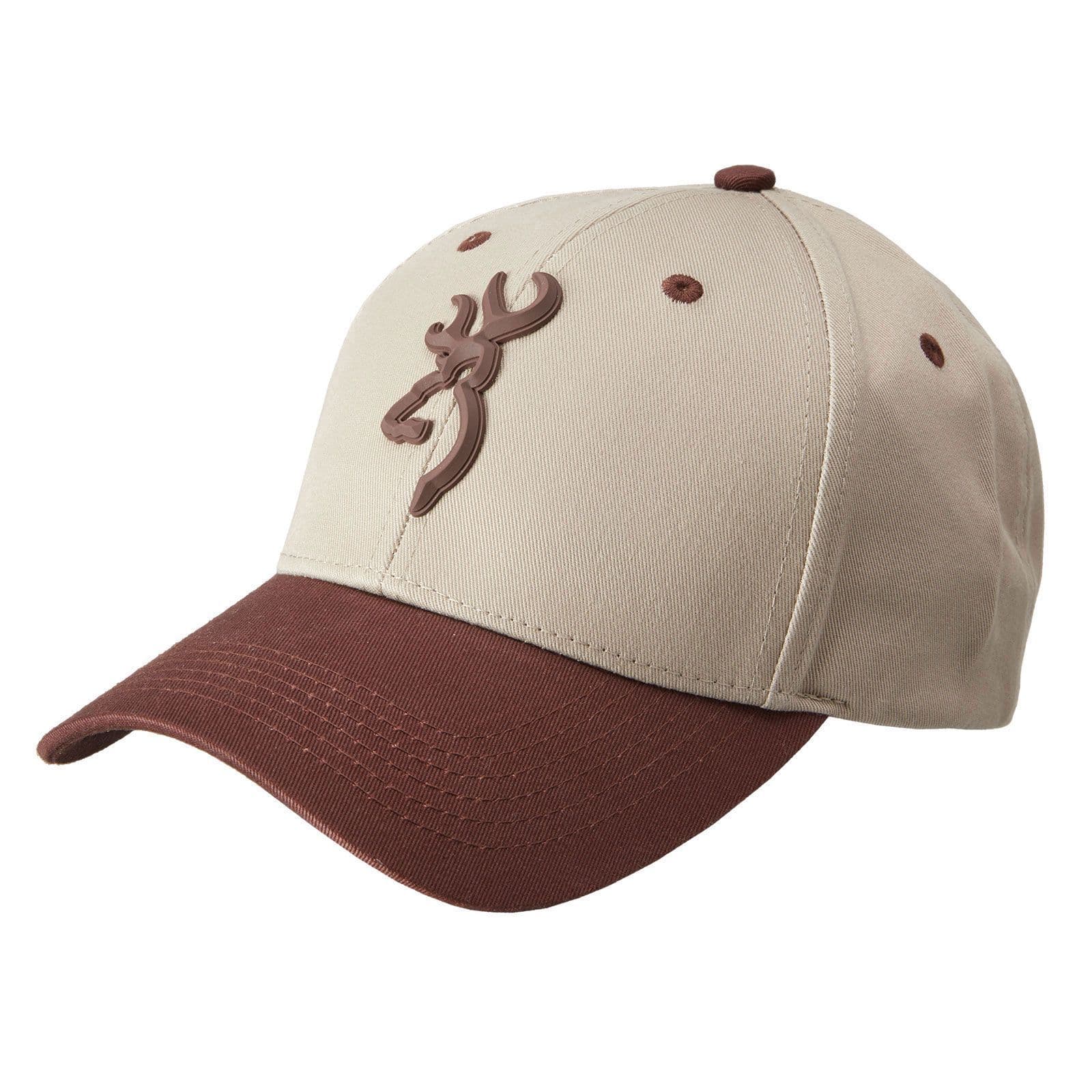 Browning Logo Baseball Hat Cap Moulded Buck Beige