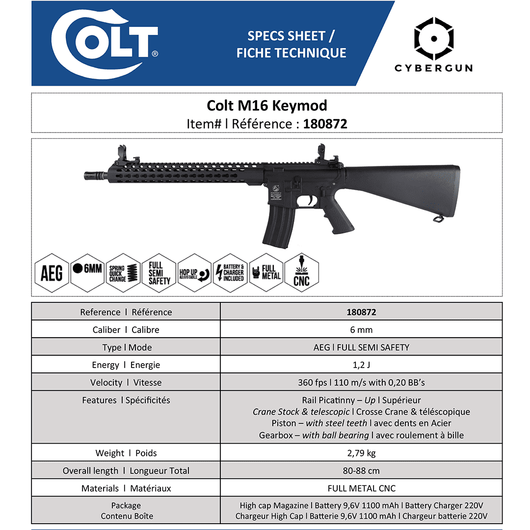 Cybergun Colt M16 Keymod Airsoft Rifle Black