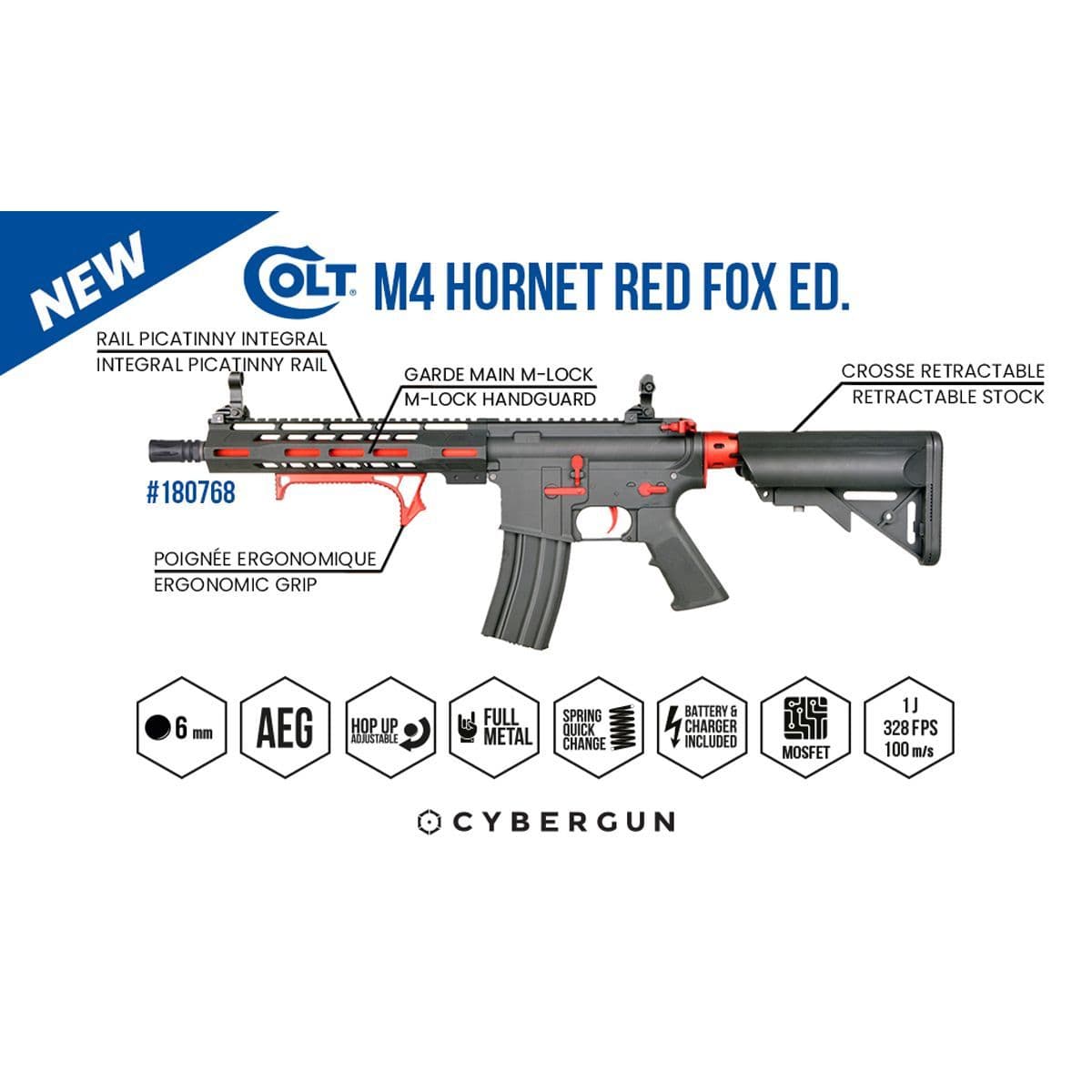 Cybergun Colt M4 Hornet Red Fox Rifle Full Metal Airsoft AEG