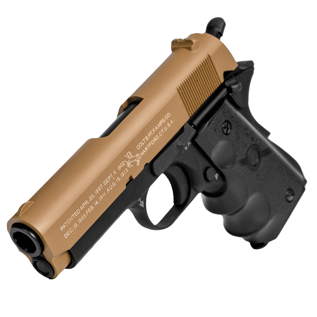 Cybergun SRC Colt 1911 Defender Airsoft Pistol Gas Tan Slide Black Lower
