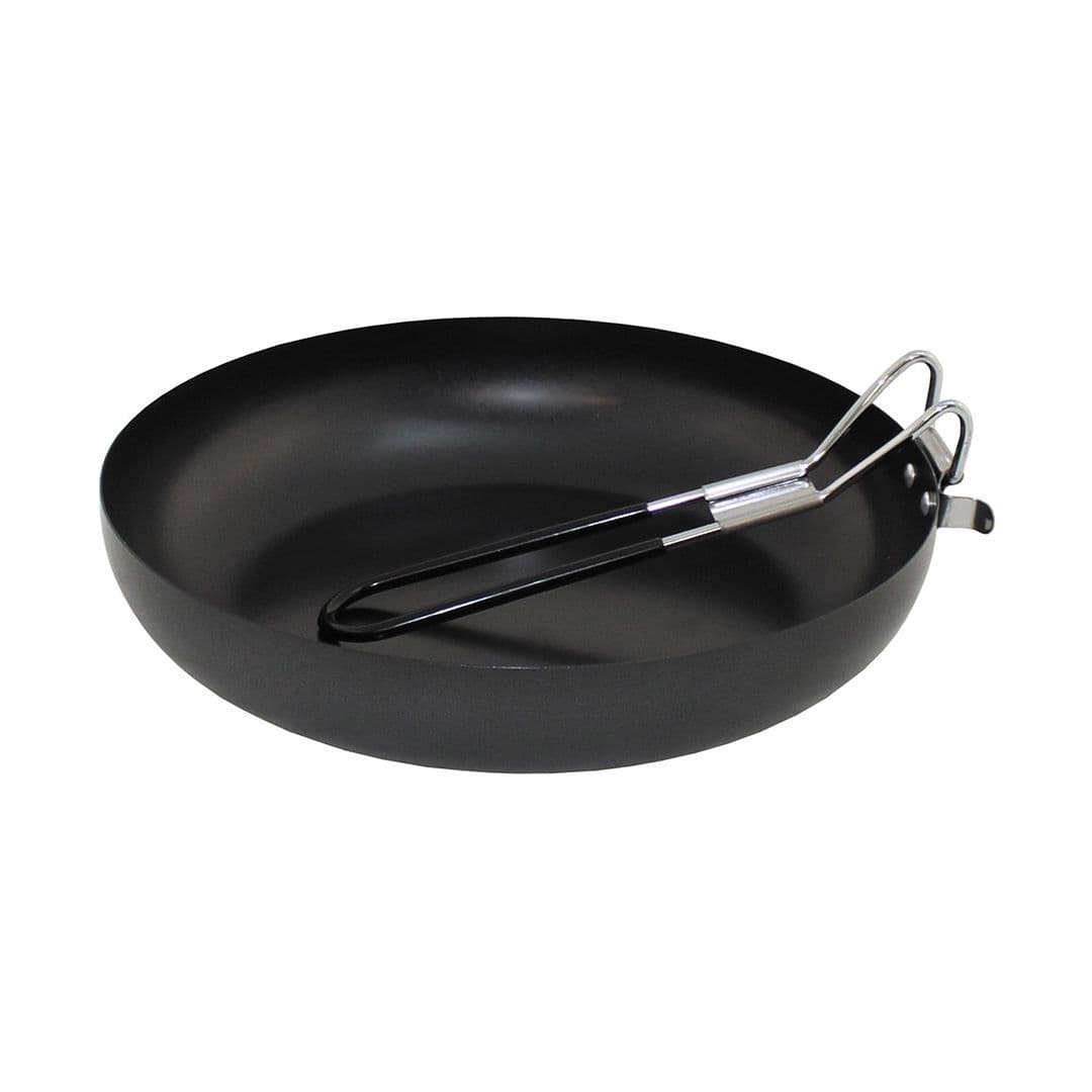 FOX Outdoor Frying Pan with Foldable Handle Small Black Silver