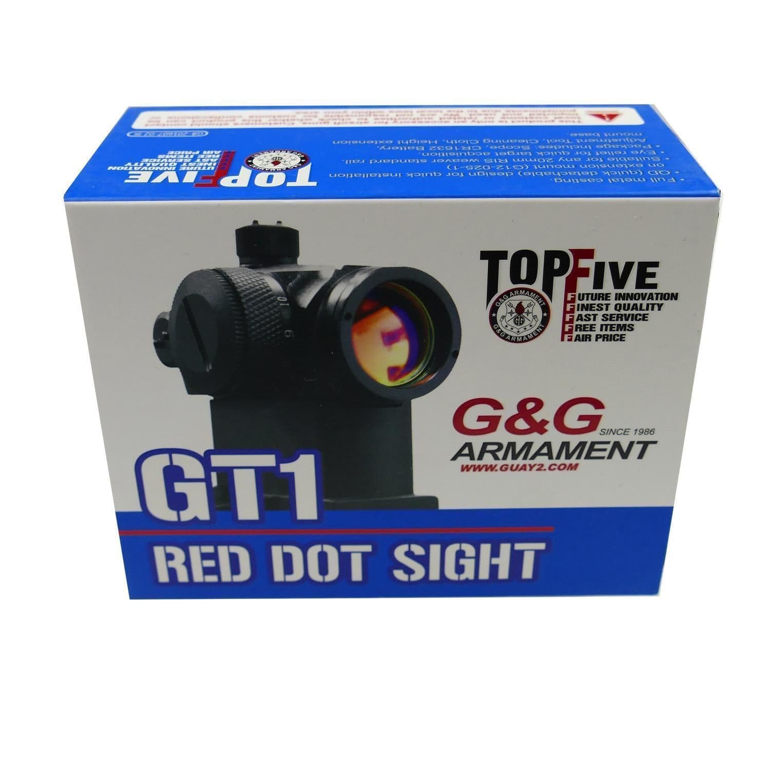 G&G Airsoft T1 Red Dot Scope High Mount Black CQB