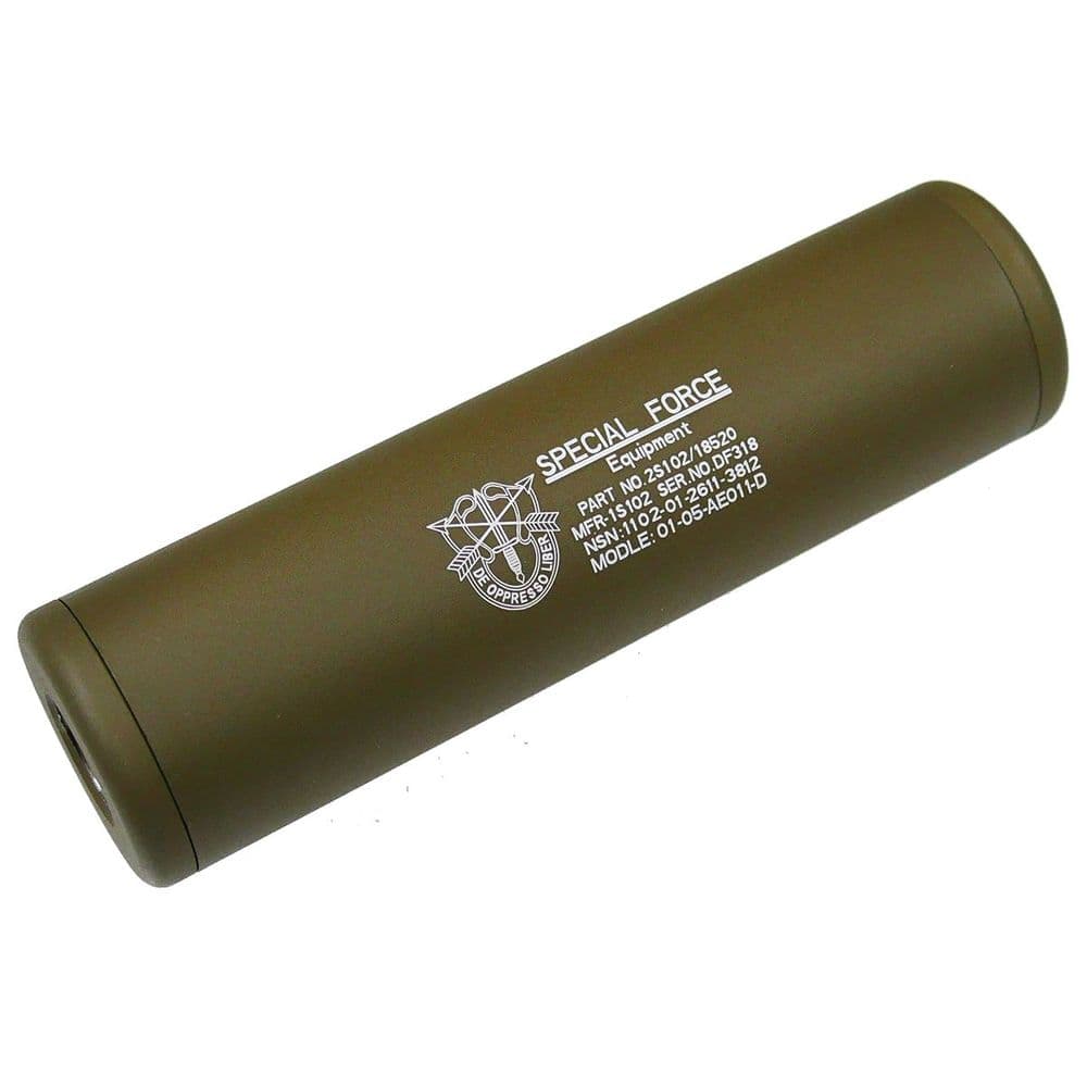 King Arms Airsoft Special Forces Logo Mock Suppressor 110mm x 30mm 14mm ...