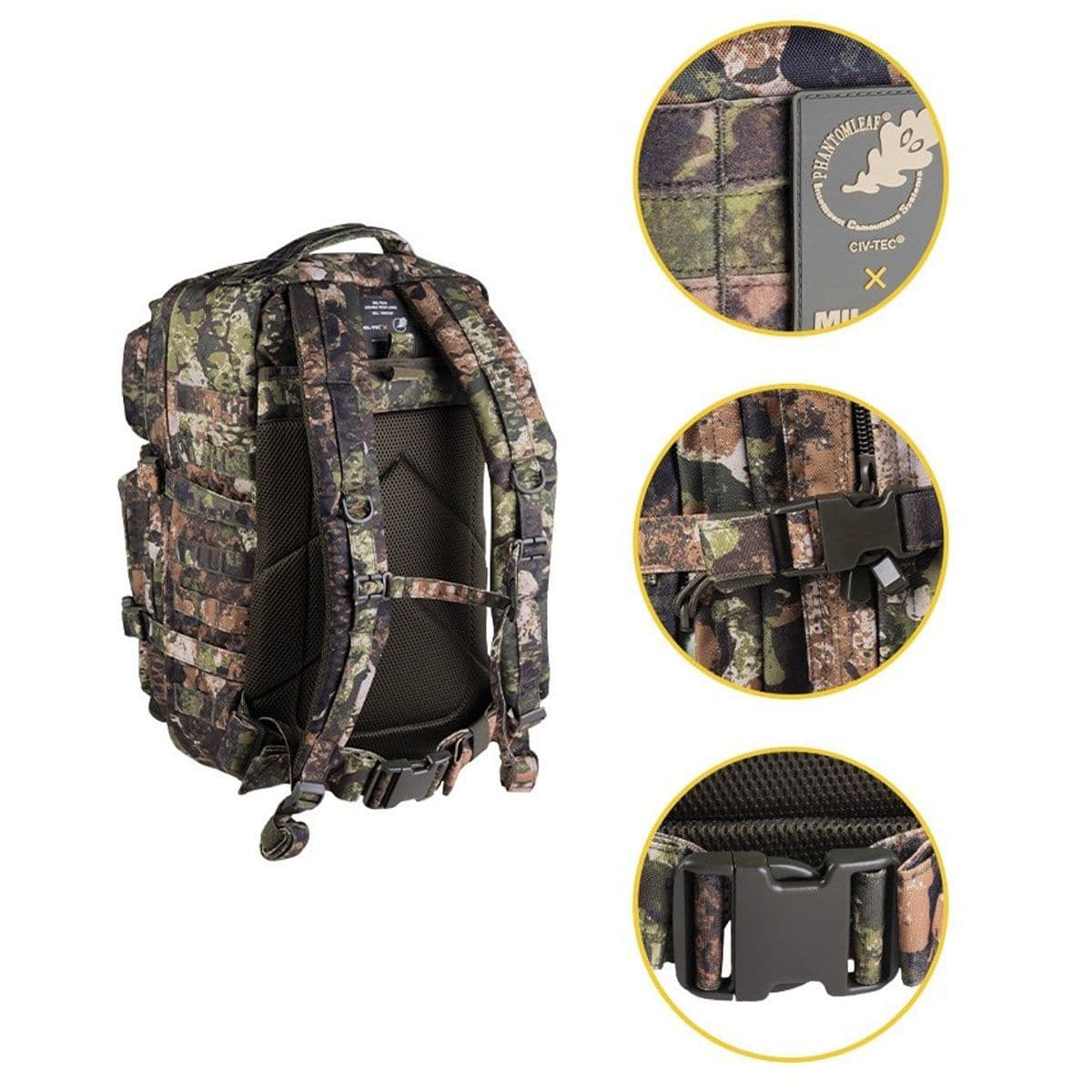 Mil-Tec Us Assault Back Pack Large Phantom Leaf CIV-TEC WASP I Z3A Camo
