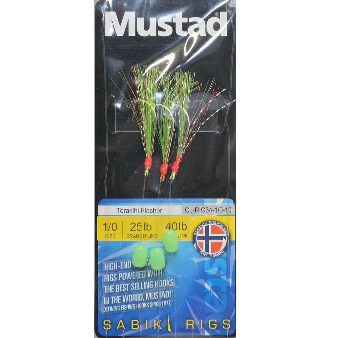 Mustad Sabiki Terakihi Flasher Rig Sea Fishing Sz 1/0 40lb