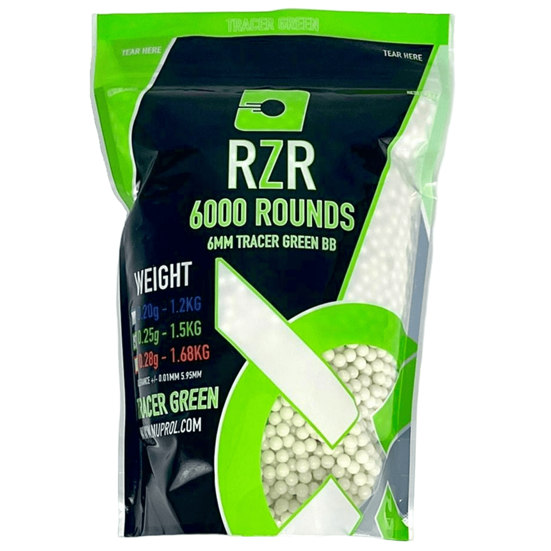 Nuprol RZR Airsoft Green Tracer bbs 0 25g 1 5kg 6000 Bag 6mm