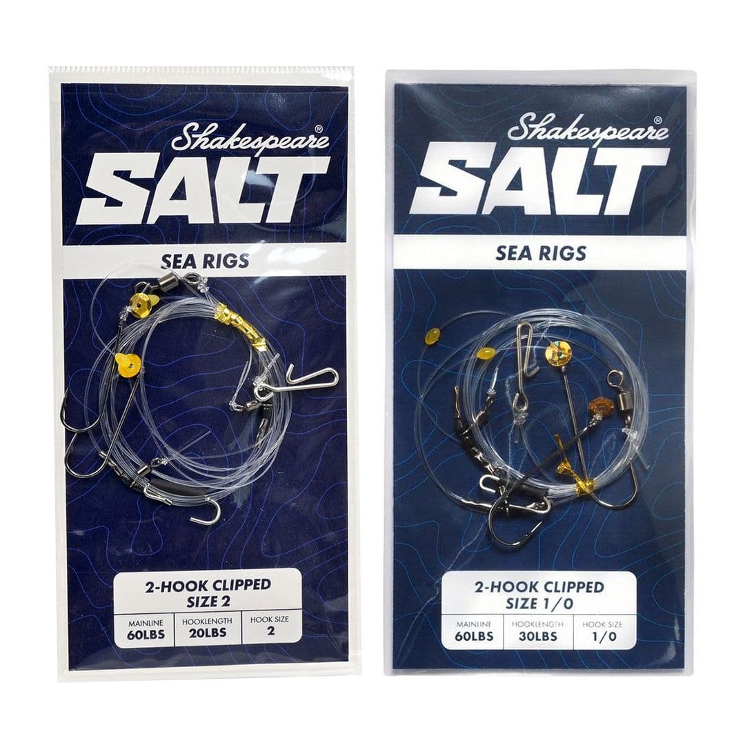 Shakespeare SALT Clipped 2 Hook 60lb Sea Fishing Rig Cod Mackerel ...