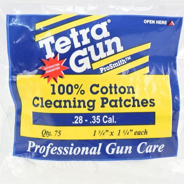 Tetra ProSmith Rifle Barrel Cotton Cleaning Patches 28- 35 cal 75 Pack