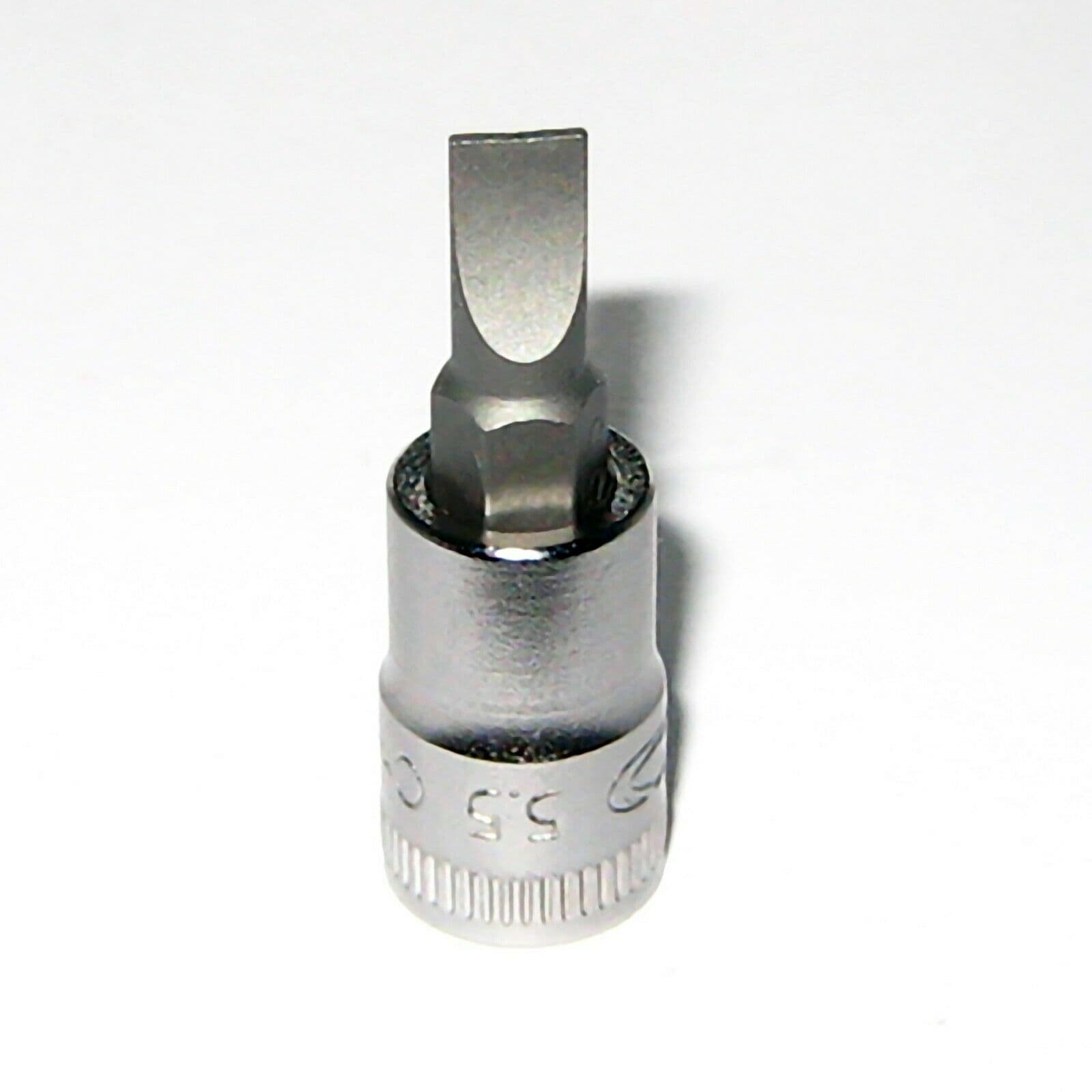 Bahco 5 5mm Slotted Flat Head Screwdriver Socket Bit 1/4 inch Drive