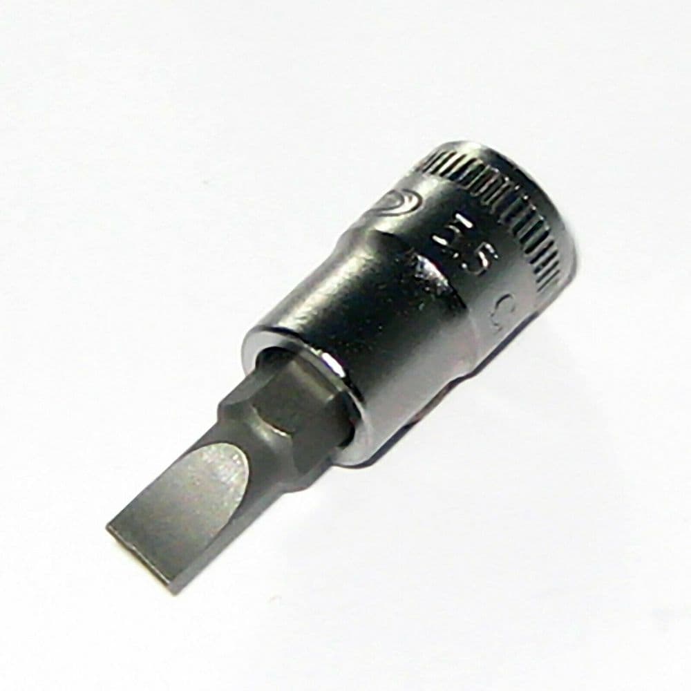 Bahco 5 5mm Slotted Flat Head Screwdriver Socket Bit 1/4 inch Drive