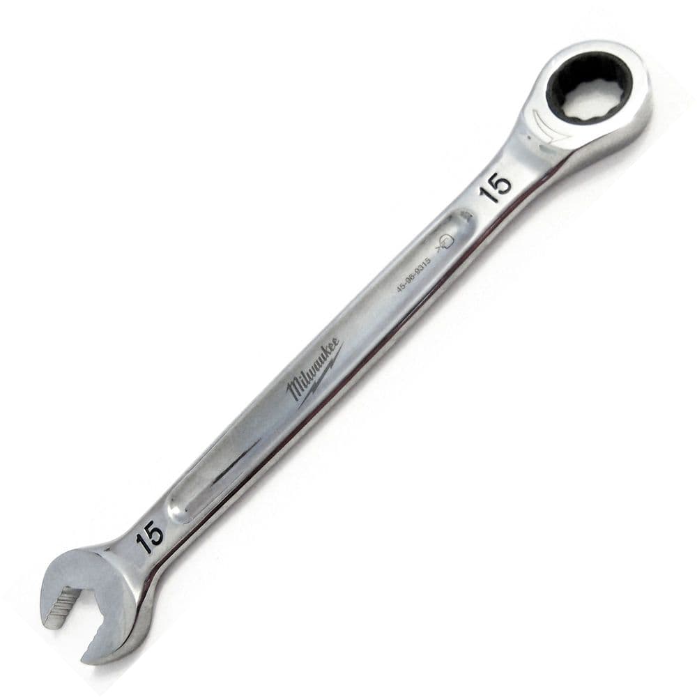 Milwaukee 15mm Ratchet Combination Spanner MAX BITE Anti Slip Metric ...