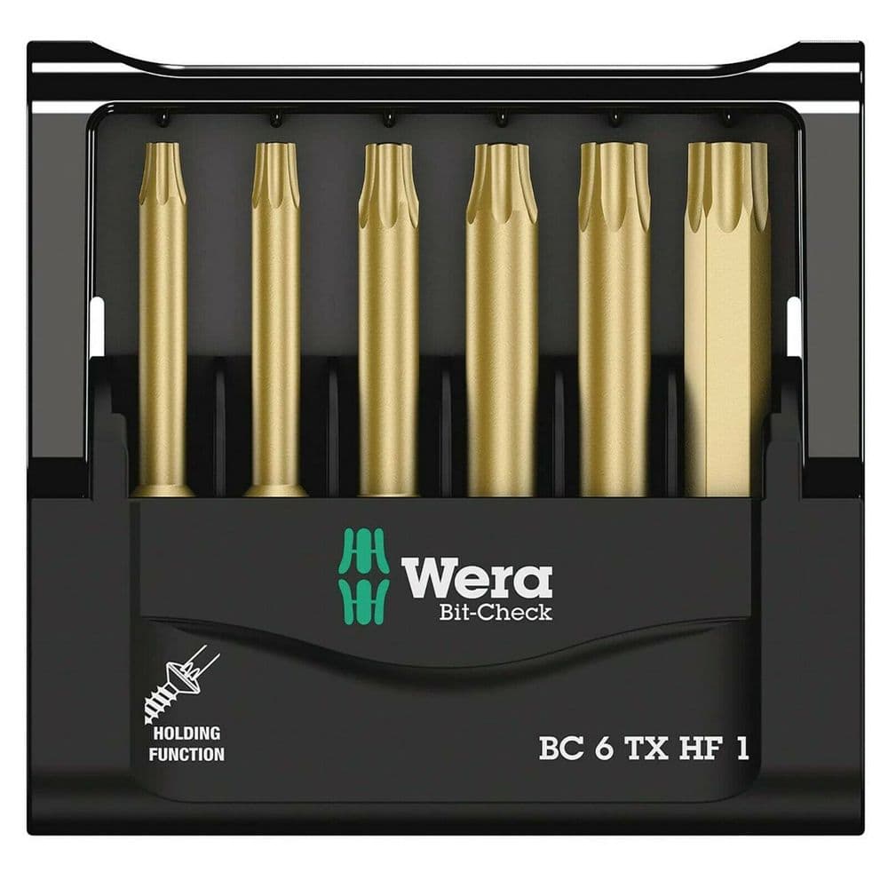 Wera 6 Torx Bit Check Set 50mm TX10 TX15 TX20 TX25 TX30 TX40 Holding ...