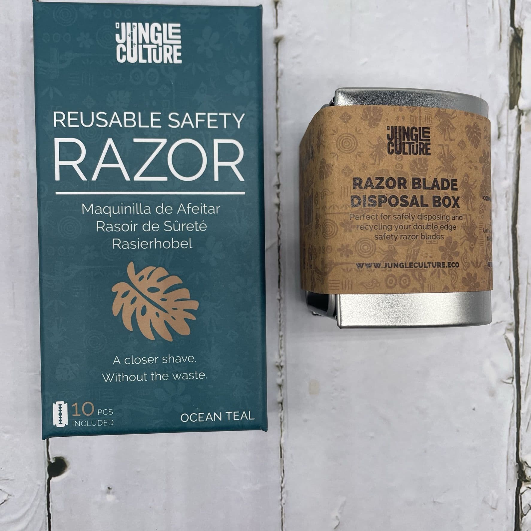 Jungle Culture Metal Safety Razor with 10 blades - Teal