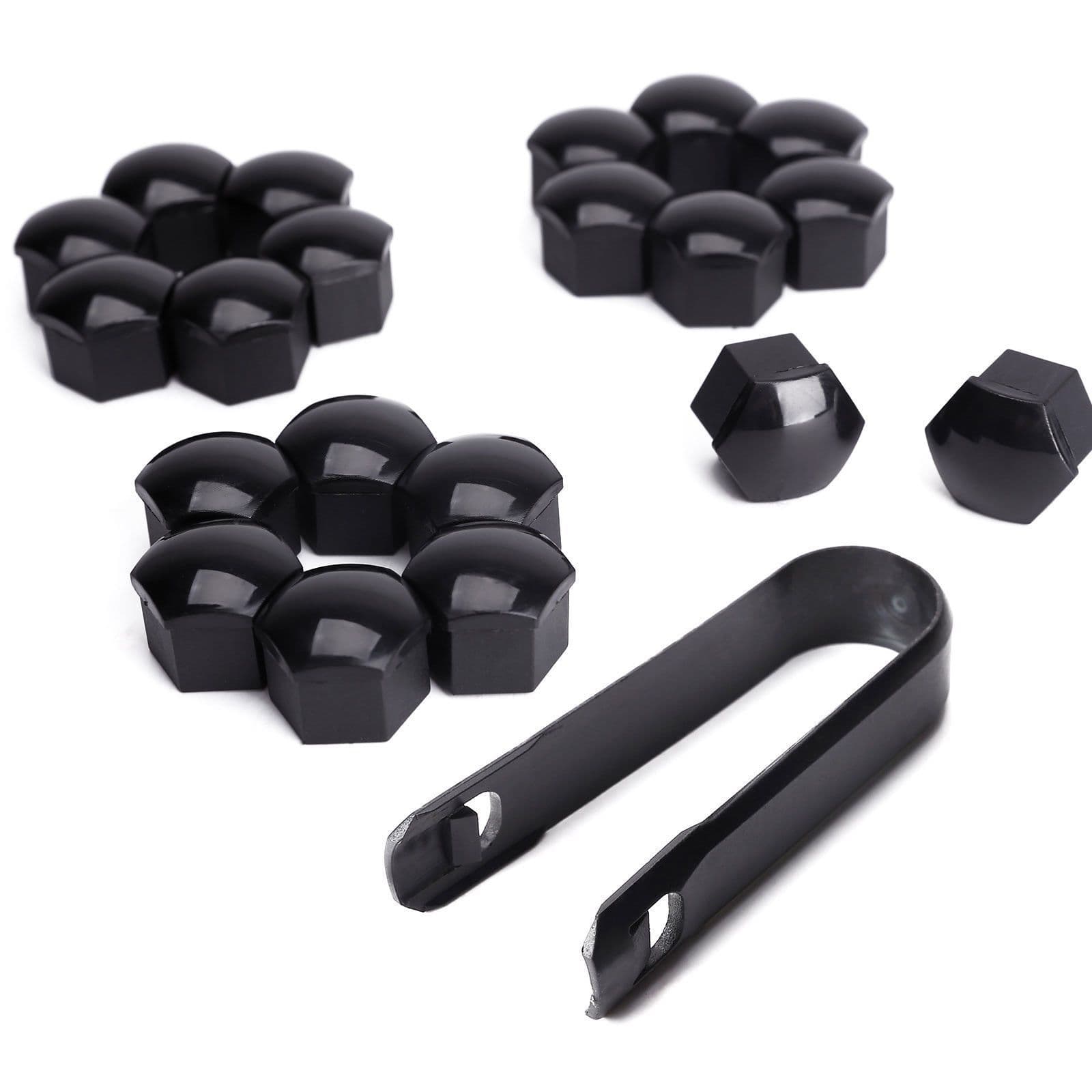 Black Wheel Nut Caps Bolt Covers 20pcs For Audi VW Vauxhall Bmw 17mm Universal 1