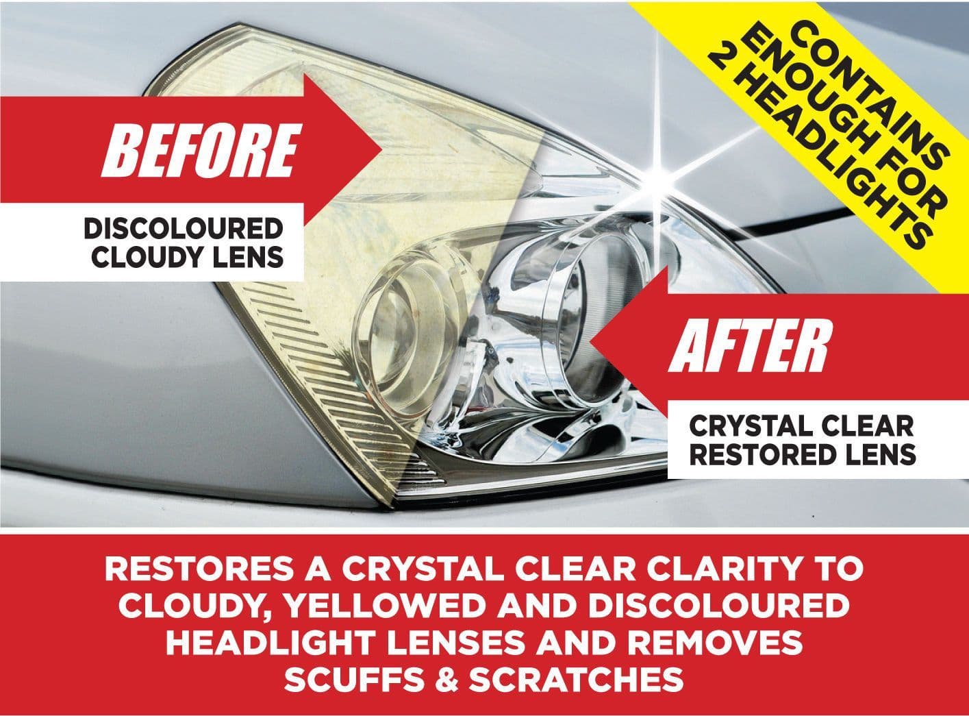 Headlight Cleaner Lamps & Tail Lights Clear Lens Restoration Compound Wax