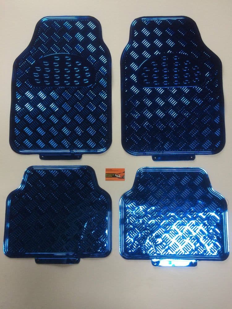 UNIVERSAL CAR MATS BLUE STYLE CHECKER PLATE
