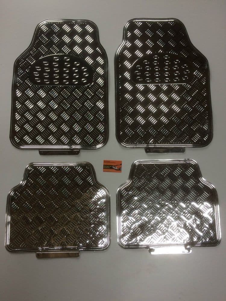 UNIVERSAL CAR MATS SILVER STYLE CHECKER PLATE