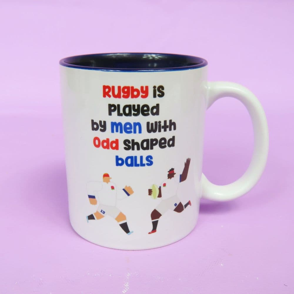 Funny Rugby Mug Blue Inner Balls Mug Rugby Lover Mug odd Shaped Balls ...