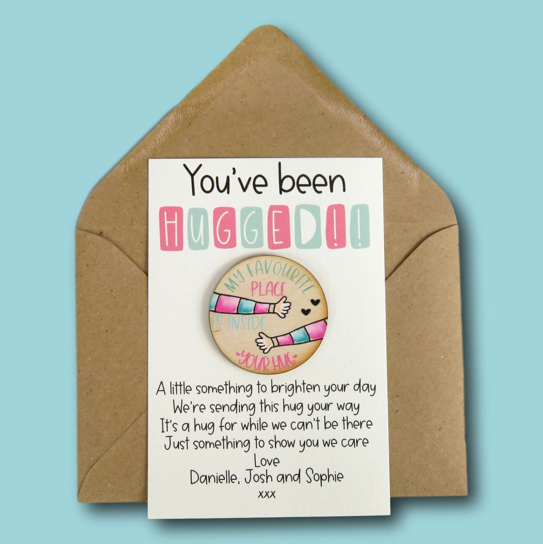 Little Hug Token letterbox gift isolation present hug by post pocket ...