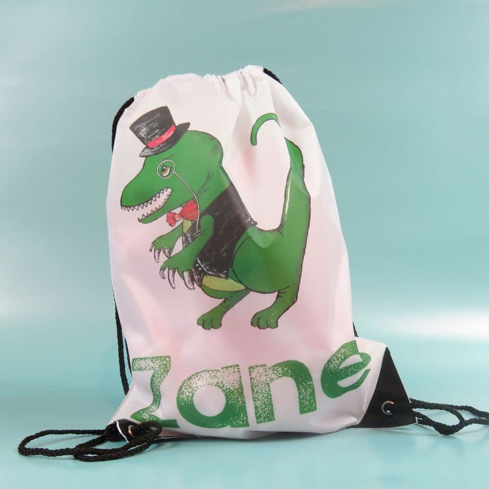Personalised Dinosaur Drawstring Bag Back to School Dinosaur Gift ...