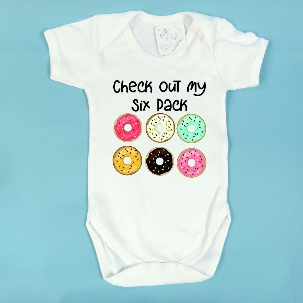 Six Pack Baby Vest Doughnut Baby Vest New Baby Gift Funny Present Funny ...