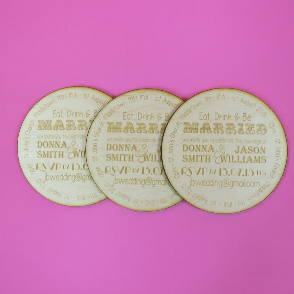 Wooden Wedding Invitations Magnet Invitation Personalised with name and ...