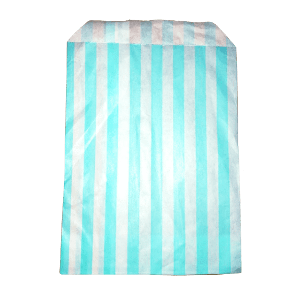 Blue and White Striped Paper Bags Unstrung 5" x 7" 1000/pack