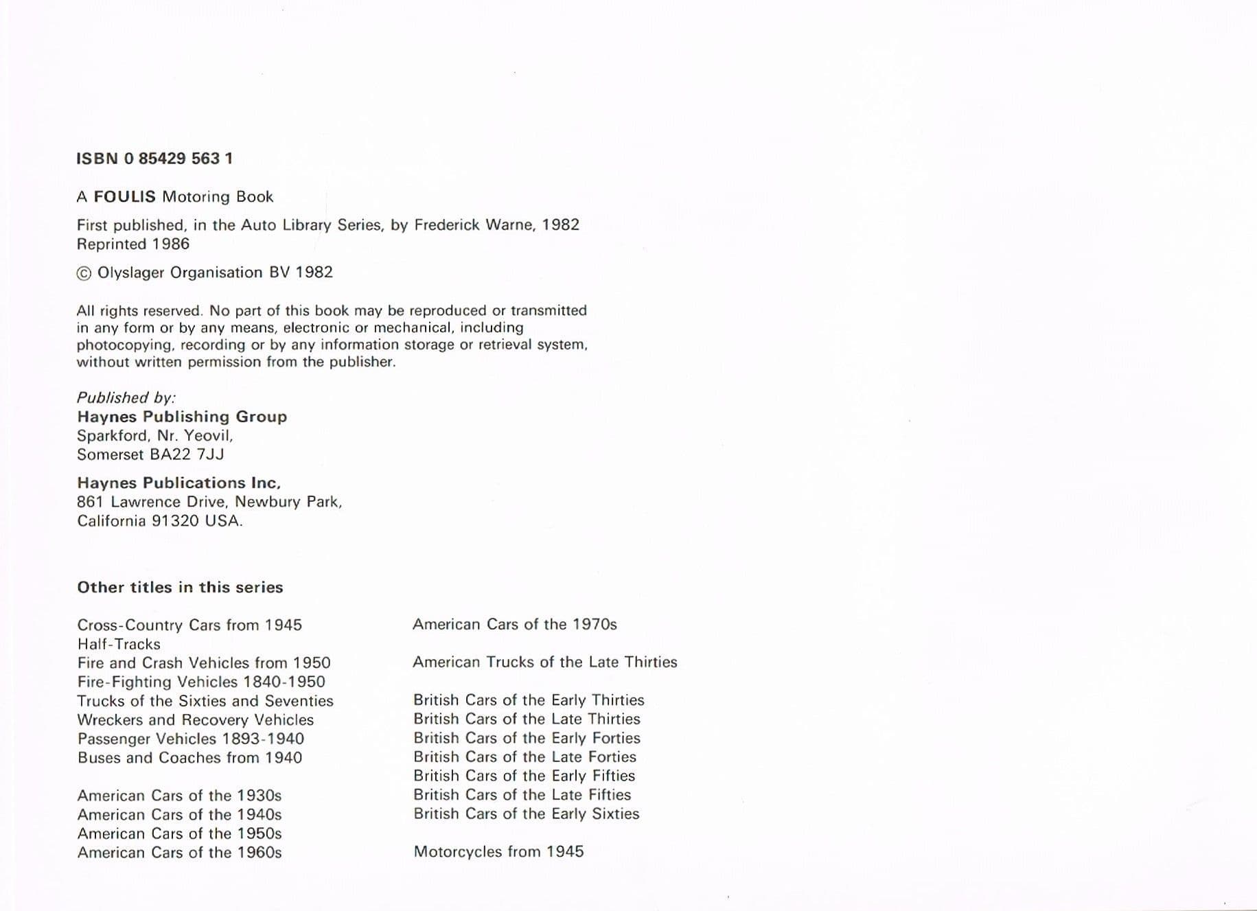 British Cars of the Late Sixties 1965-1969 VOLLER David J