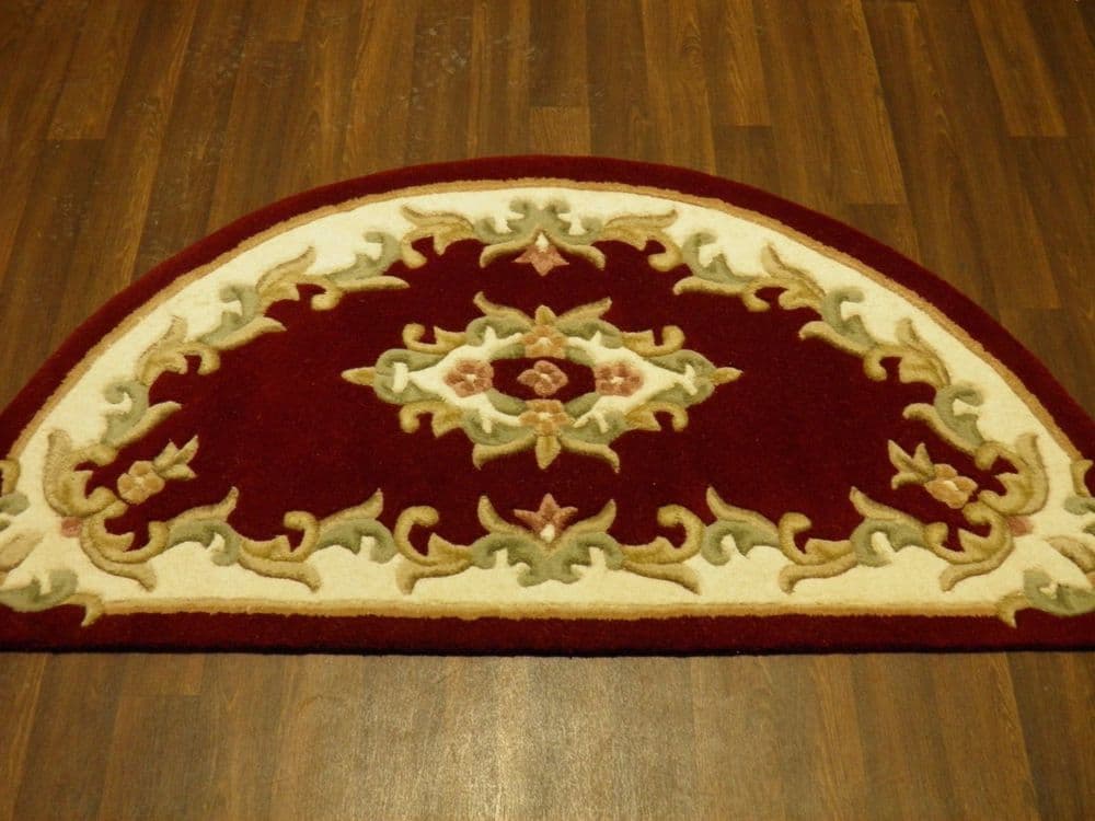 HALF MOON 100 WOOL RUGS NEW SUPER THICK PILE 67CMX137CM RED/CREAM ...